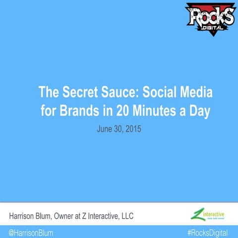 The Secret Sauce: Social Media for Brands in 20 Minutes a Day | PDF