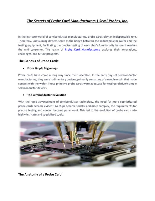 What is a Probe Card, and what Role Does it Play in Semiconductor ...