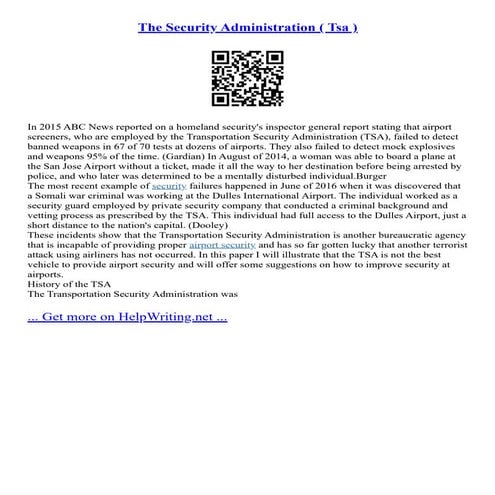The Security Administration ( Tsa ) | PDF