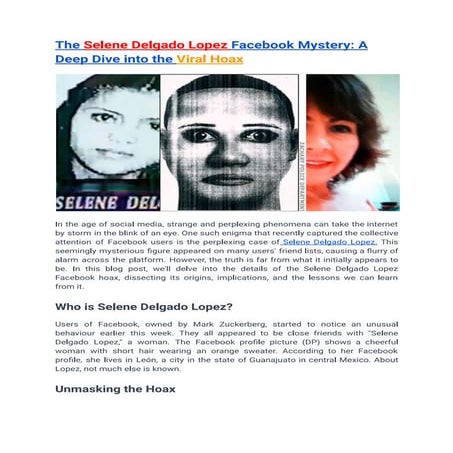 The Selene Delgado Lopez Facebook Mystery-A Deep Dive into the Viral ...