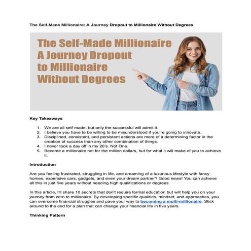 The Self-Made Millionaire_ A Journey Dropout to Millionaire Without ...