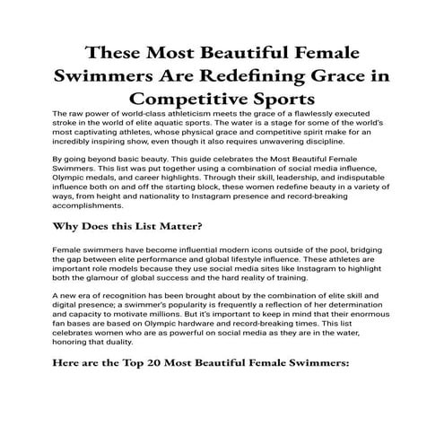 These Most Beautiful Female Swimmers Are Redefining Grace in ...