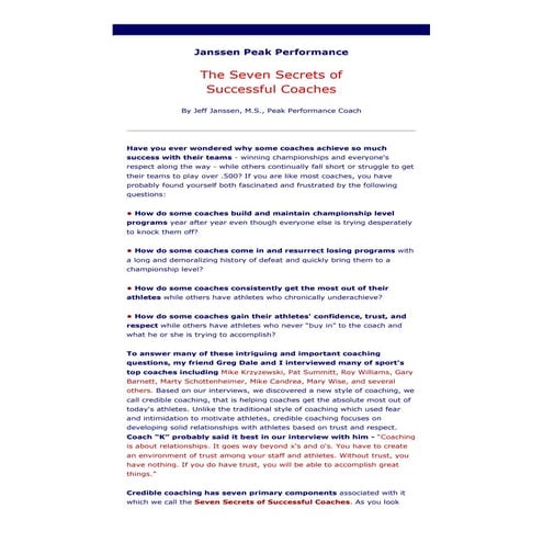 The seven secrets of successful coaches | PDF