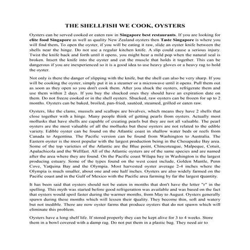 The shellfish we cook, oysters | PDF