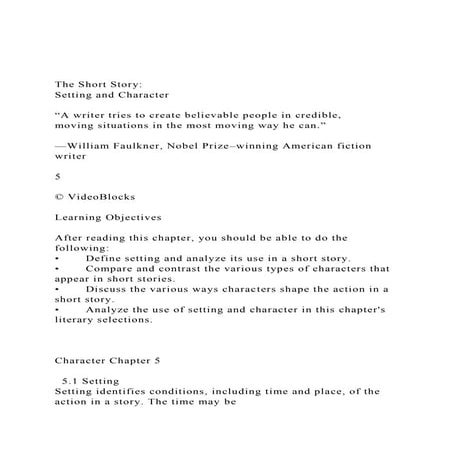 The Short Story Setting and CharacterA writer tries t.docx