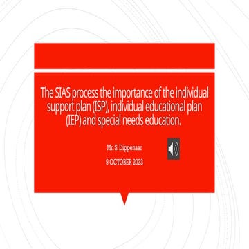 The SIAS process the importance of the individual support plan (ISP ...