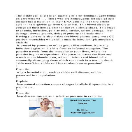 The sickle cell allele is an example of a co-dominant gene found on .docx