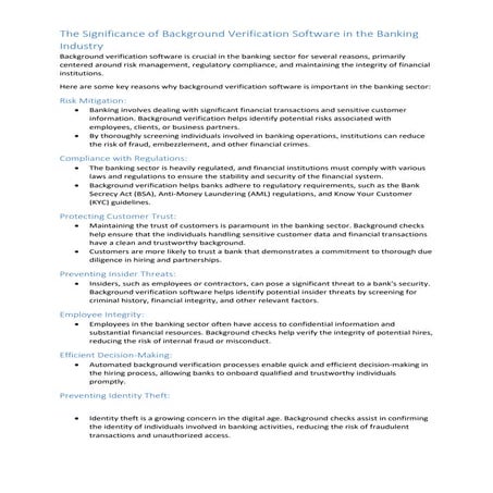 The Significance of Background Verification Software in the Banking ...
