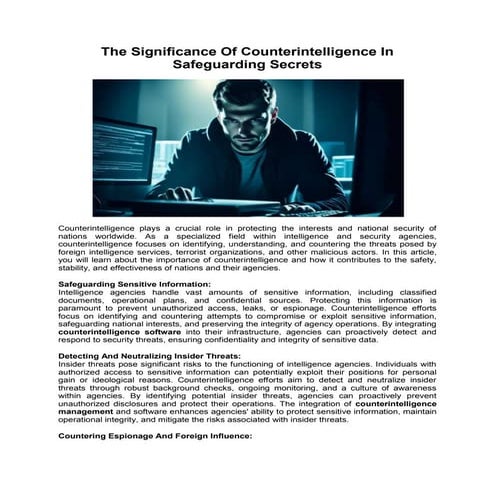 The Significance Of Counterintelligence In Safeguarding Secrets 1.docx