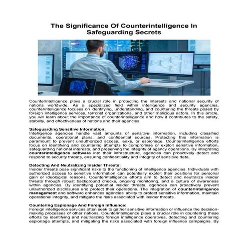 The Significance Of Counterintelligence In Safeguarding Secrets 1.docx