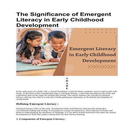 The Significance of Emergent Literacy in Early Childhood Development | PDF