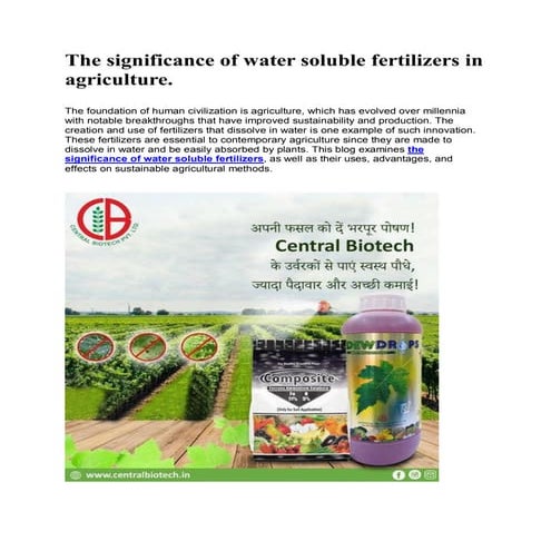 The significance of water soluble fertilizers in agriculture. | PDF