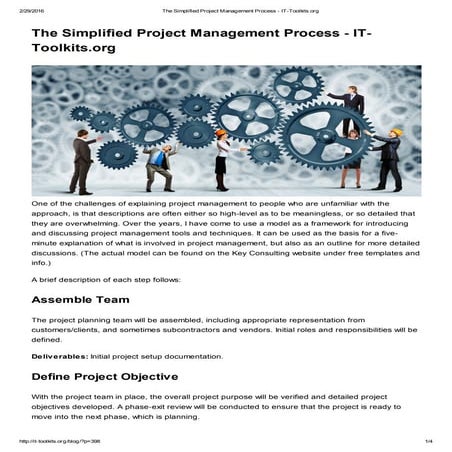 The simplified project management process it-toolkits | PDF