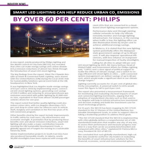 Smart LED lighting can help reduce urban co2 emissions by over 60 per cent - The Singapore ...