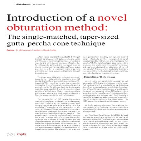 The single matched, taper-sized gutta-percha cone technique | PDF