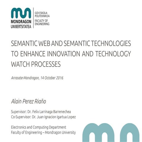 Thesis - Alain Perez - Semantic web and semantic technologies to enhance innovation and ...
