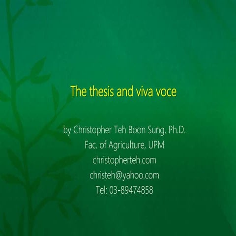 thesis-and-viva-voce preparation for research scholars | PPT