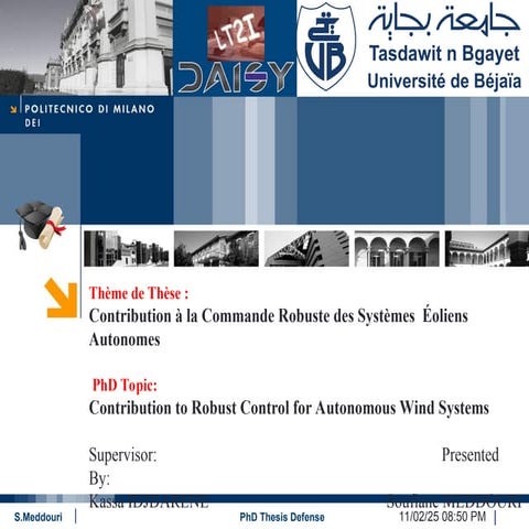 Contribution à la Commande Robuste des Systèmes Éoliens Autonomes | PPT