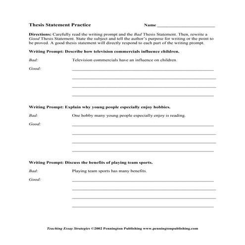 Thesis statement-practice1 | PDF