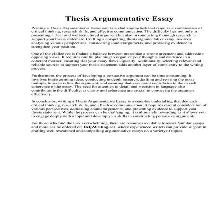 Thesis Argumentative Essay | PDF