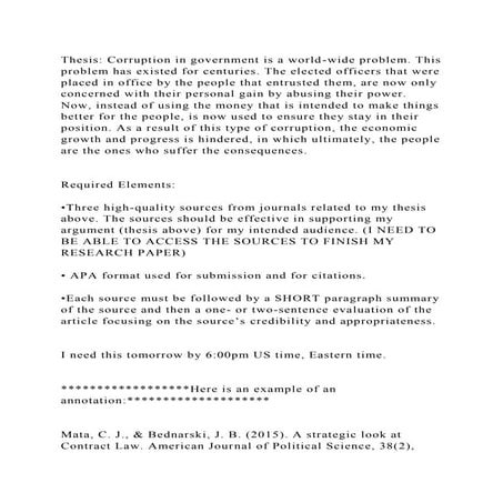 Thesis Corruption in government is a world-wide problem. This probl.docx