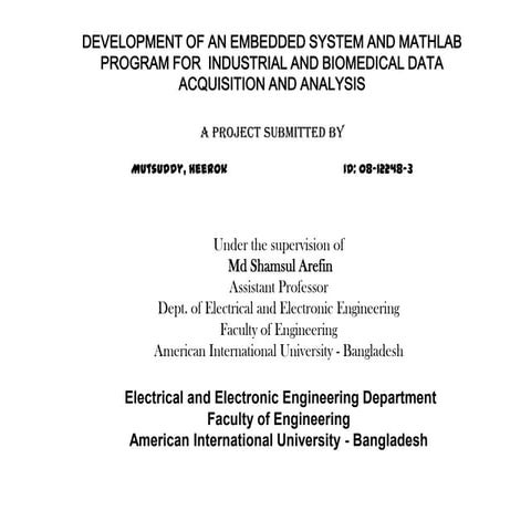 Development of an Embedded System and MATLAB Program for Industrial and ...