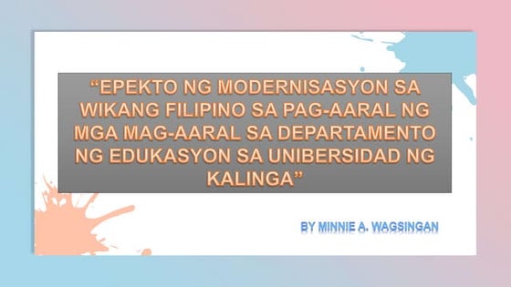 Thesis in Filipino Sample | PPT