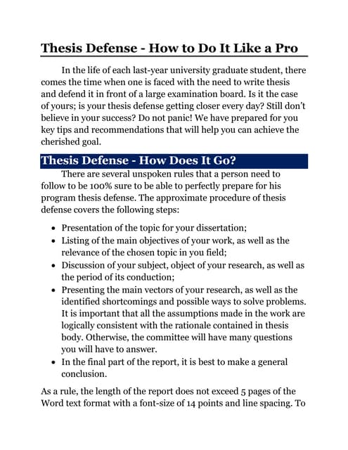 How to prepare for oral defense | PDF