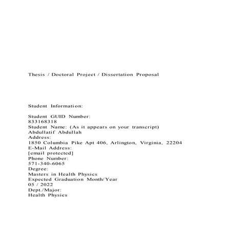 Thesis Doctoral Project Dissertation Proposal | DOCX