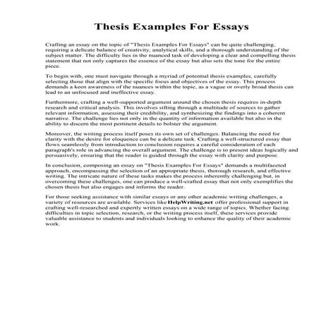 Thesis Examples For Essays. Nebraska Wesleyan University | PDF