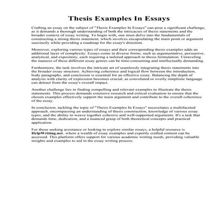 Thesis Examples In Essays | PDF