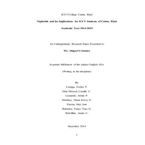 THESIS IN ENGLISH - NIGHT CLUB | DOCX