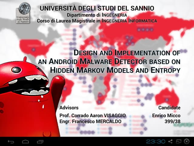 Design And Implementation Of An Android Malware Detector Based On Hidden Markov Models And