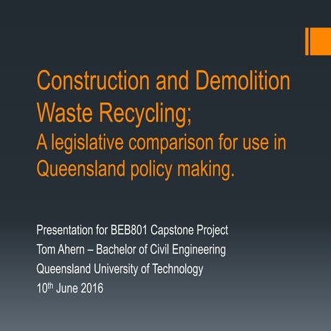 Construction and Demolition Waste Recycling | PPTX