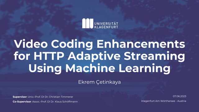 Video Coding Enhancements For Adaptive Streaming Using Machine Learning Pdf Video