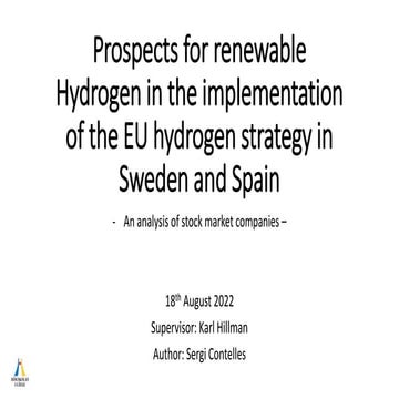 Thesis presentation H2 Energy Sweden Spain | PPT