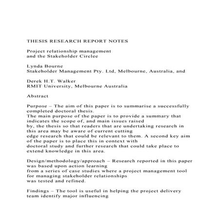 THESIS RESEARCH REPORT NOTESProject relationship managemen.docx