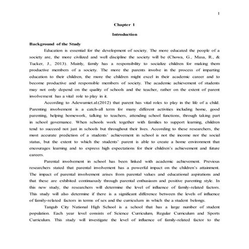 Thesis for Final Defense(The Level of Influence of Family-Related ...