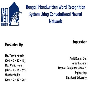 Bengali Handwritten Word Recognition System Using Convolutional Neural Network Ppt
