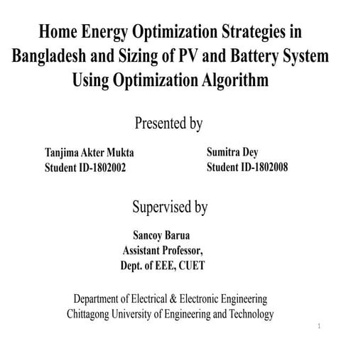 Home Energy Optimization System in Bangladesh | PPTX