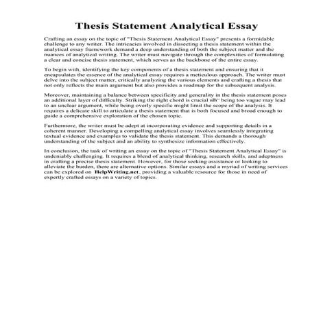 Thesis Statement Analytical Essay | PDF