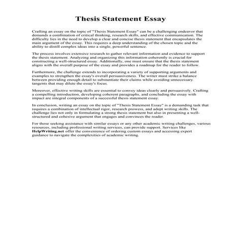 Thesis Statement Essay.pdf | Homework and Study | Education