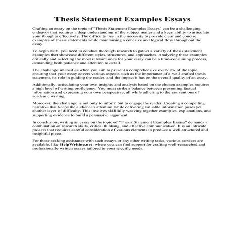 Thesis Statement Examples THESIS STATEMENT G 11 LESSON ENG PROF