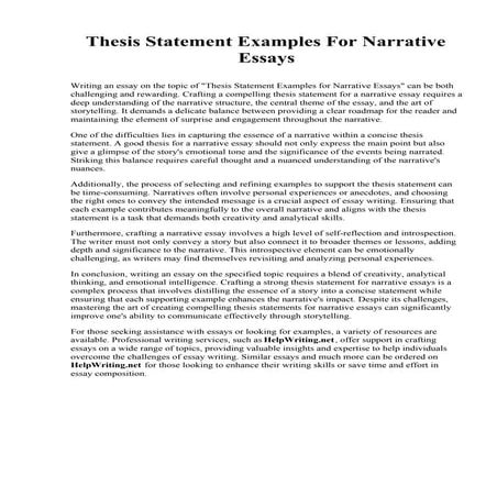 Thesis Statement Examples For Narrative Essays.pdf