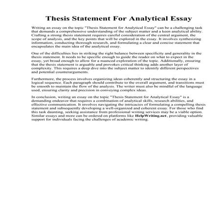 Thesis Statement For Analytical Essay | PDF | Mental Health | Diseases ...