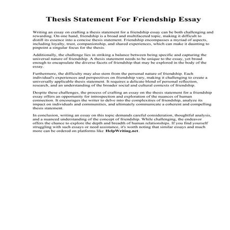 Thesis Statement For Friendship Essay | PDF