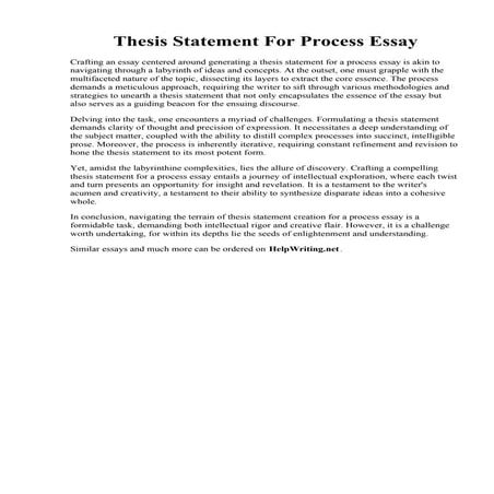 Thesis Statement For Process Essay | PDF
