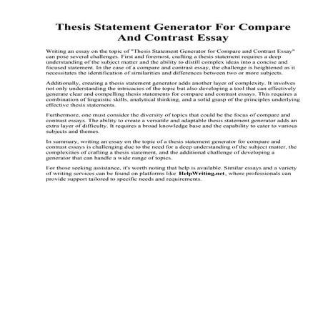 Thesis Statement Generator For Compare And Contrast Essay.pdf