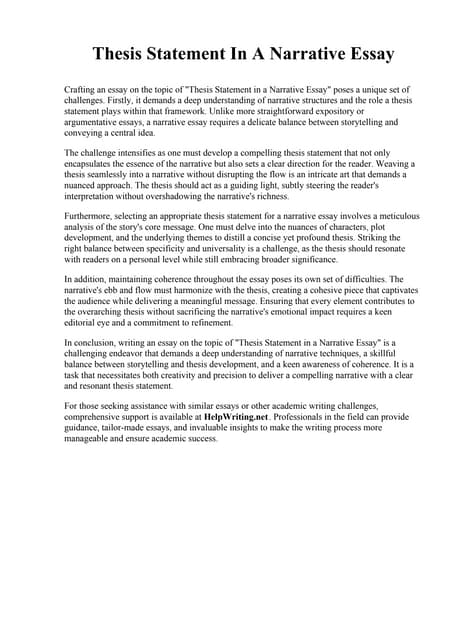 Narrative Essay Outlines. Bridgewater State University | PDF