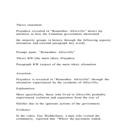 Thesis statement Prejudice revealed in Remember Africvil | DOCX